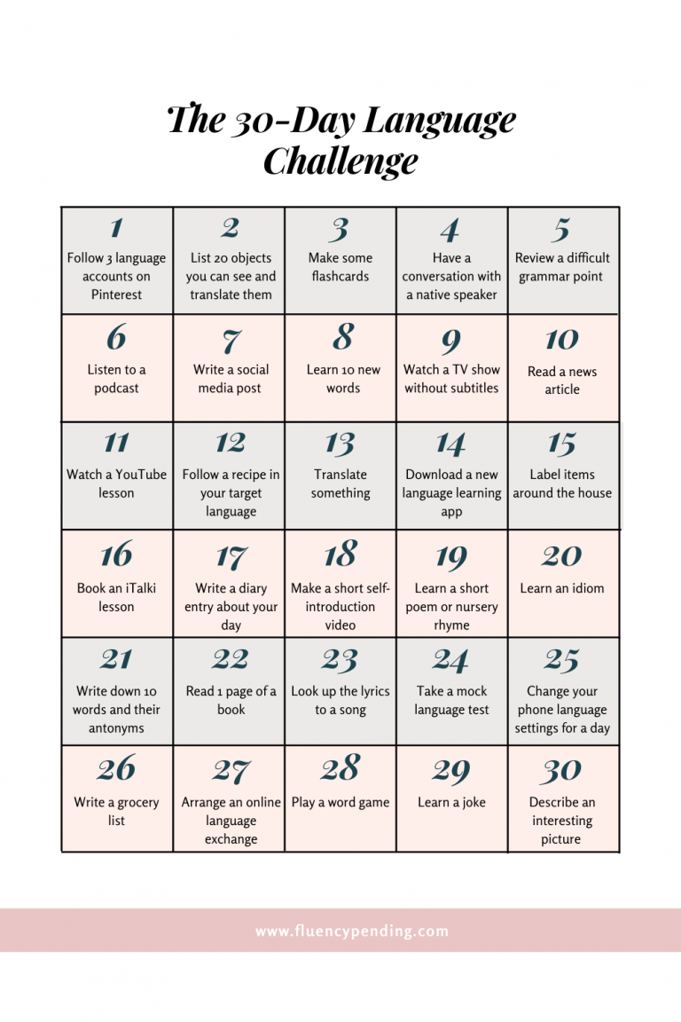 Take the 30-Day Language Challenge! - Fluency Pending